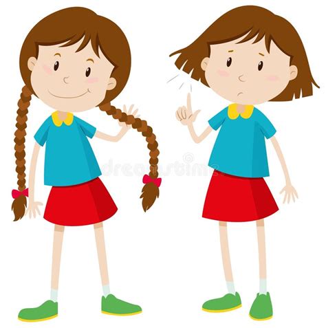 Маленькая девочка с длинными и короткими волосами Иллюстрация вектора иллюстрации
