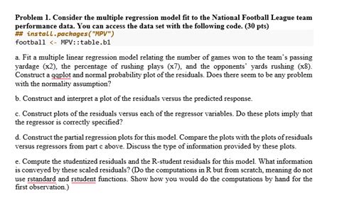 Solved Problem Consider The Multiple Regression Model Fit Chegg