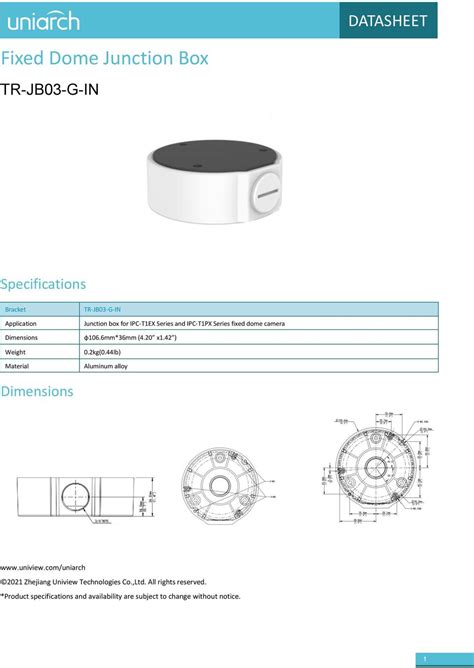 Uniarch TR JB G IN Turret Camera Junction Box DigitalSi