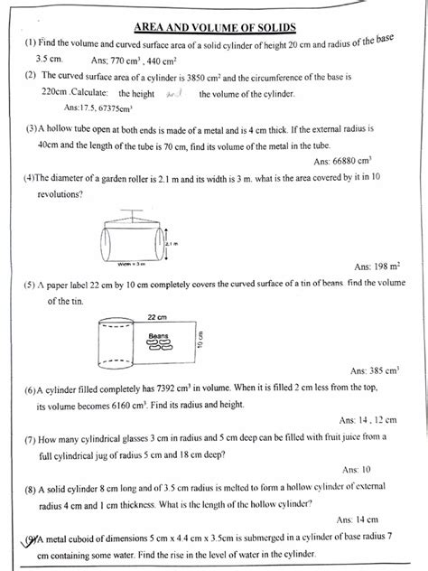 10 Area And Volume Of Solids Pdf Sphere Area
