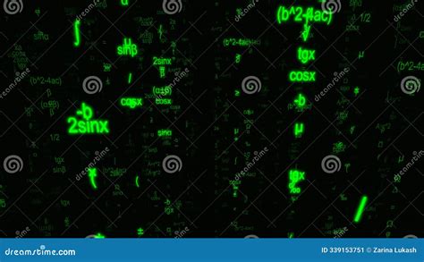 Math Scientific Abstract Green Neon Background 3d Illustration Stock