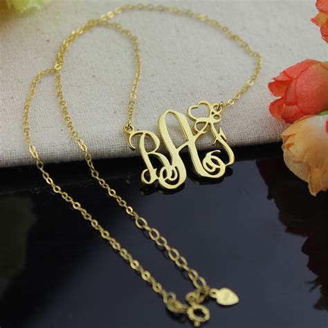 Personalized Initial Monogram Necklace With Heart 18k Gold Plated Getnamenecklace