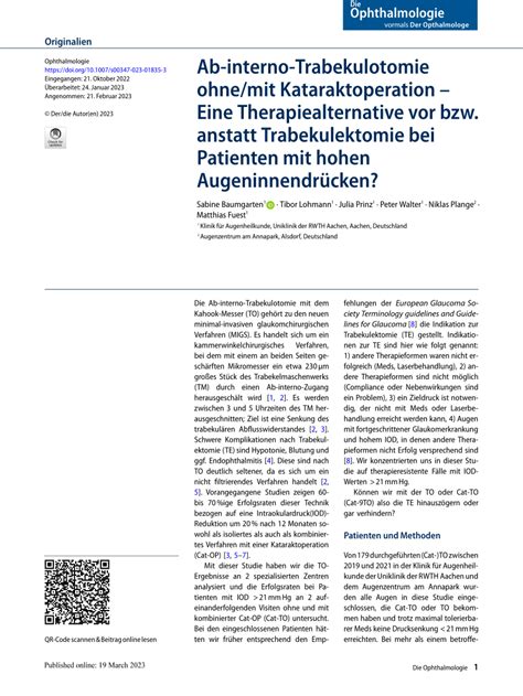Pdf Ab Interno Trabeculotomy Withoutwith Cataract Operation An Alternative Treatment Before