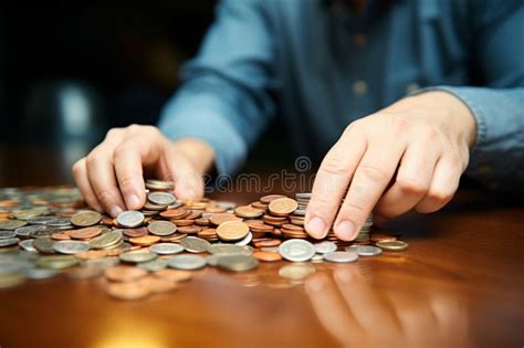 financial detail hands sorting and counting coins of various types