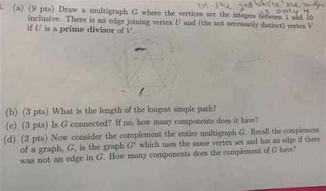 Solved 1 A 9 Pts Draw A Multigraph G Where The Vertices
