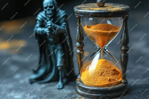 Hourglass And Grim Reaper Figurine Premium Ai Generated Image
