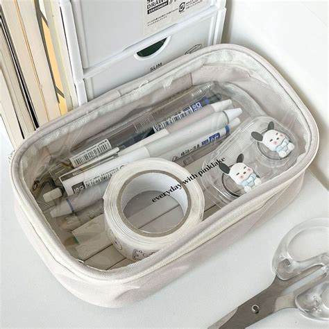 กระเป๋าเครื่องสําอาง Pvc ใส กันน้ํา จุของได้เยอะ แบบเรียบง่าย แฟชั่นสไตล์เกาหลี Shopee Thailand