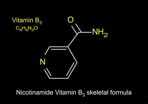 Nicotinamide Nam Chemical Structure And Skeletal Formula