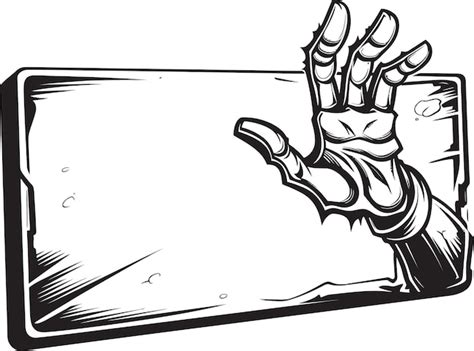 Gruesome Guidelines Vector Emblem Of Zombie Hand Holding Signboard