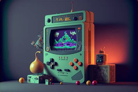 Retro Gaming Console And Pad In Room Created Using Generative Ai Technology Stock Image Image