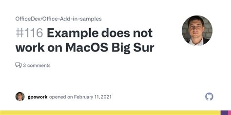 Example Does Not Work On Macos Big Sur · Issue 116 · Officedevoffice Add In Samples · Github