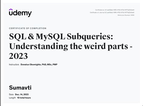 Sql Mysql Subqueries Certification Suma M