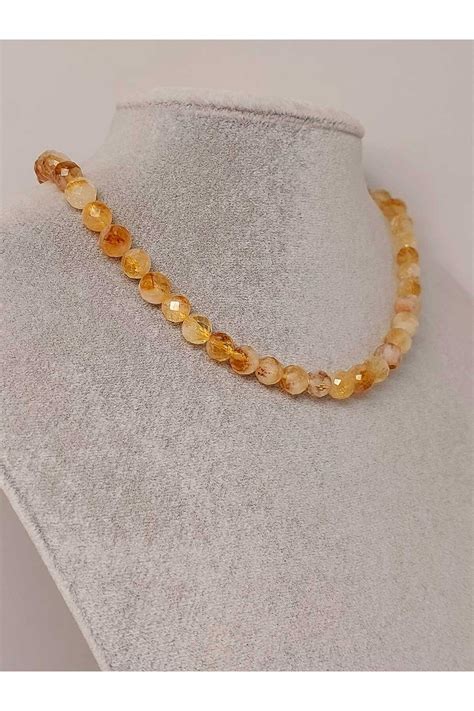 Yasamtohumu Sitrin Taşı Faset Kesim Kolye 8mm Sabit Klipsli 42550 Fiyatı Yorumları Trendyol