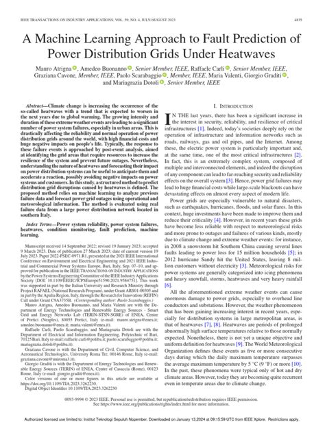 Amachinelearningapproachtofaultpredictionofpowerdistributiongridsunderheatwaves Pdf