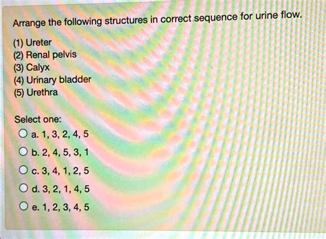 Solved Arrange The Following Structures In Correct Sequence For Urine