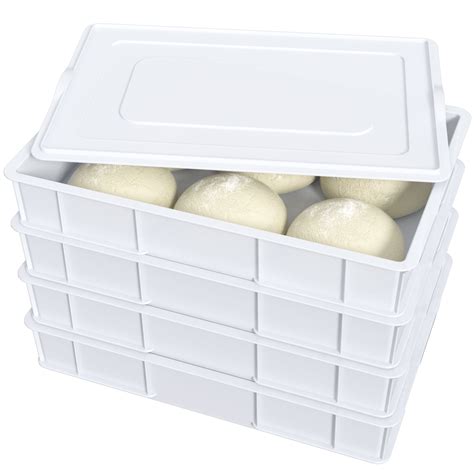 Qskely 4 Pack Commercial Pizza Dough Proofing Box With Lid Plastic Stackable Pizza Proofing