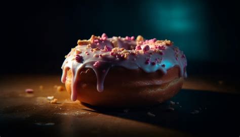 Rosquinha Gourmet Com Cobertura De Chocolate E Morango Gerada Por Ia