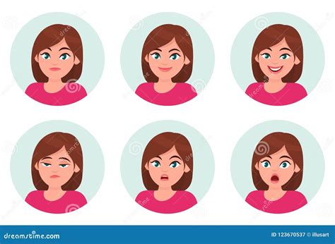 Sistema De Emociones Del Facial De La Muchacha De La Mujer Diversas