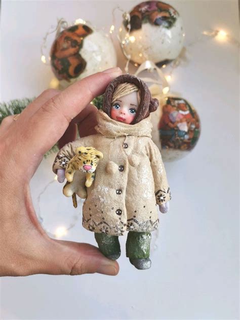 Ватная игрушка Маша с тигрёнком в интернет магазине на Ярмарке Мастеров Елочные игрушки