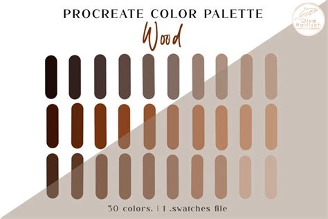 Wood Procreate Color Palette Brown Color Swatches