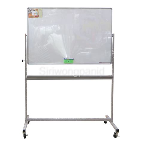 กระดานไวท์บอร์ดขอบอลูมิเนียมพร้อมโครงล้อเลื่อน หน้าเดียว Robin 80×120