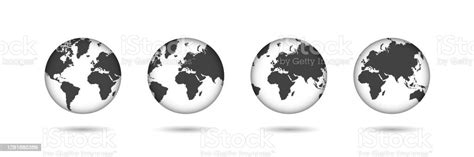 지구 투명 한 글로브의 집합 지구 투명 스타일 설정 투명 글로브 지구와 3d 아이콘 벡터 0명에 대한 스톡 벡터 아트 및 기타 이미지 Istock