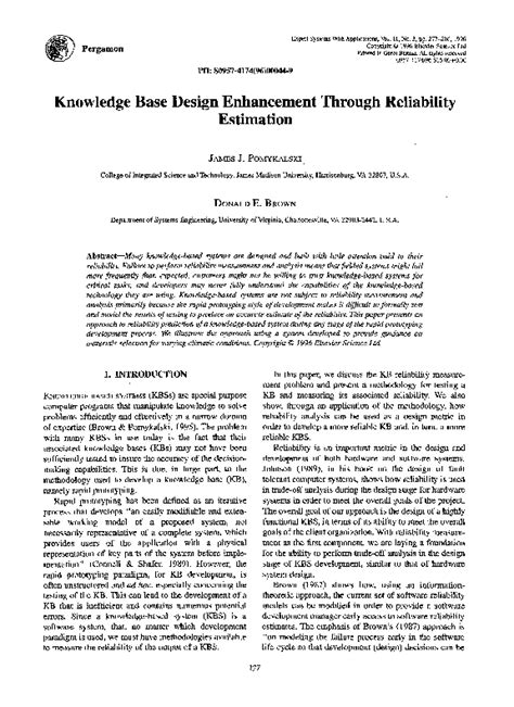 pdf knowledge base design enhancement through reliability estimation