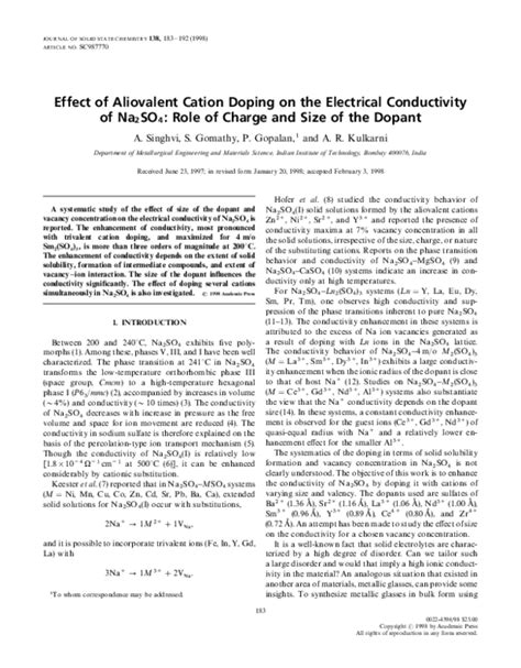 Pdf Effect Of Aliovalent Cation Doping On The Electrical Conductivity