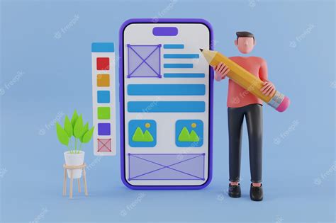 Premium Psd Ux Ui Design Concept With Character And Text Place Man