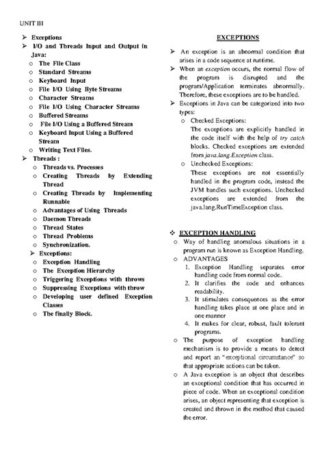 Java Notes Unit Nd Sem Bca Java Unit Unit Introduction To