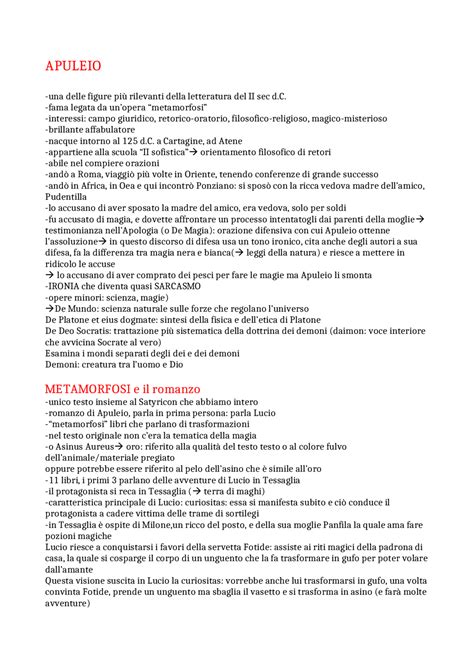 Vita E Opere Di Apuleio In Breve Docsity
