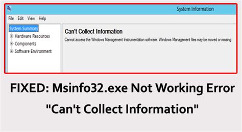 Msinfo32 Can T Collect Information Archives PC Error Fix