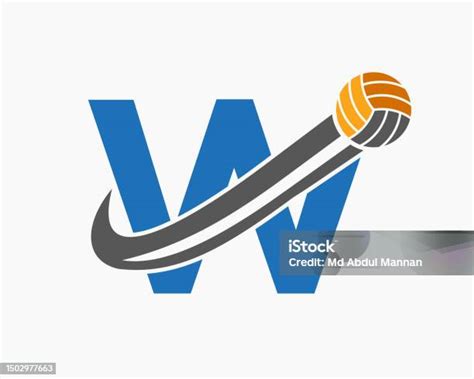 움직이는 배구 공 아이콘이 있는 문자 W 개념에 배구 배구 스포츠 유형 템플릿 Championship에 대한 스톡 벡터 아트 및 기타 이미지 Championship