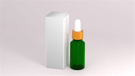 회색 배경에 녹색 스포이드 병과 빈 파란색 상자 3d 렌더링 모형 템플릿 0명에 대한 스톡 사진 및 기타 이미지 0명 건강관리와 의술 공란 Istock