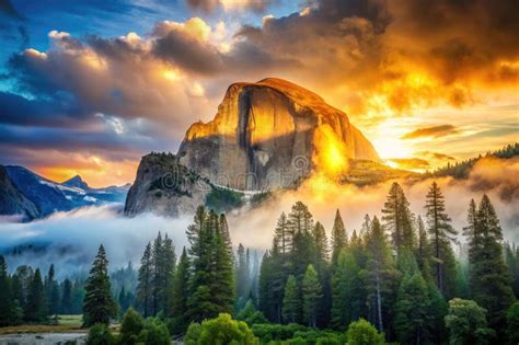A Majestic Yosemite Half Dome Sunrise Double Exposure Witnessing