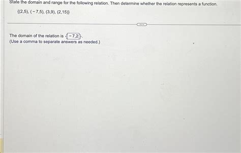 Solved State The Domain And Range For The Following Chegg Com