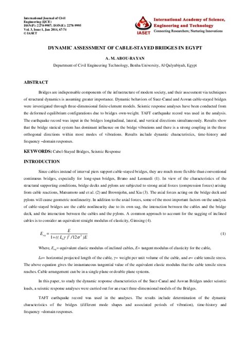 Pdf Dynamic Assessment Of Cable Stayed Bridges In Egypt