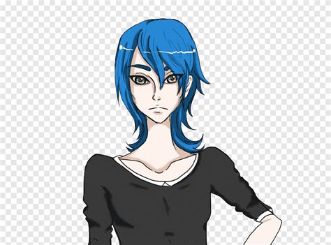Black Hair Hime Cut Hair Coloring Long Hair Water Games Blue Face