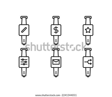 Smartwatch User Interface Line Icons Stock Vector Royalty Free