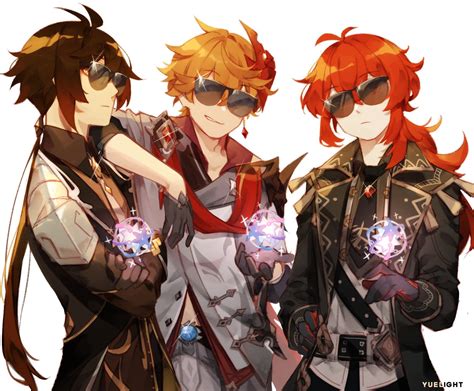 Zhongli Tartaglia And Diluc Genshin Impact Drawn By Yuelight Danbooru