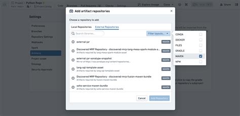 Code Repositories • Administer Repositories • Artifact Settings • Palantir