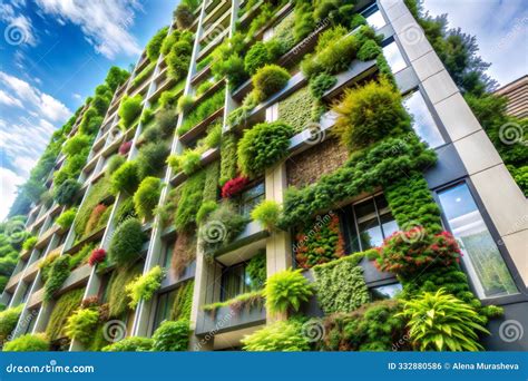 Green Facade Vertical Garden In Architecture Ecological Building With