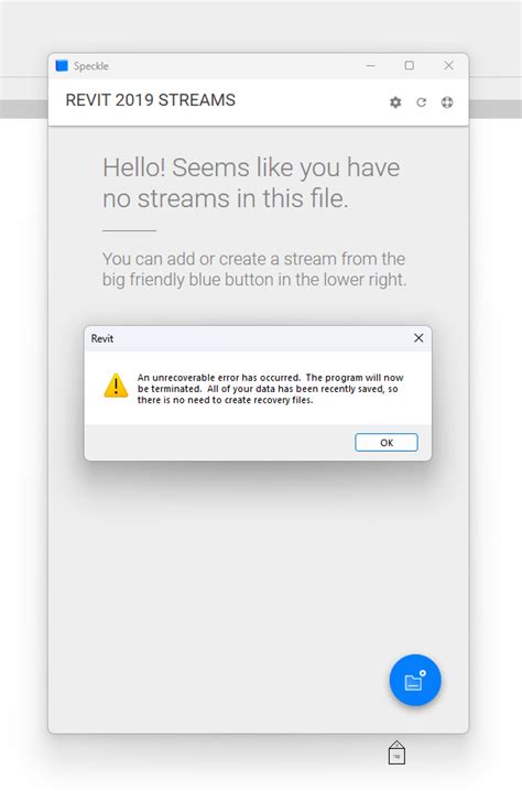 bug revit speckle crashes revit 2019 · issue 1723 · specklesystems