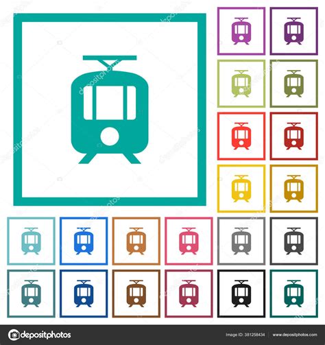 Tram Flat Color Icons Quadrant Frames White Background Stock Vector By ©renegadehomie 381258434