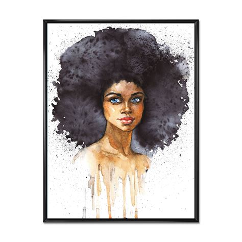Designart Portrait Of Afro American Woman X Modern Framed Canvas Wall