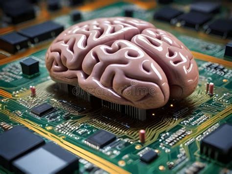 Image Of The Human Brain As The Printed Circuit As Motherboard
