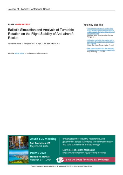 Pdf Ballistic Simulation And Analysis Of Turntable Rotation On The