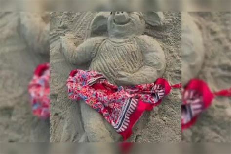一网友在沙滩上堆沙雕，堆出一个猪八戒简直太形象了，网友：不拘一格的猥琐！网友猪八戒形象