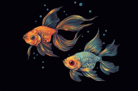 Un Fondo Negro Con Acuarios De Peces Dorados Foto Premium