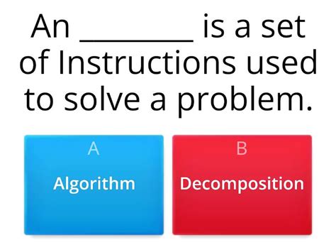 Algorithm And Decomposition Quiz